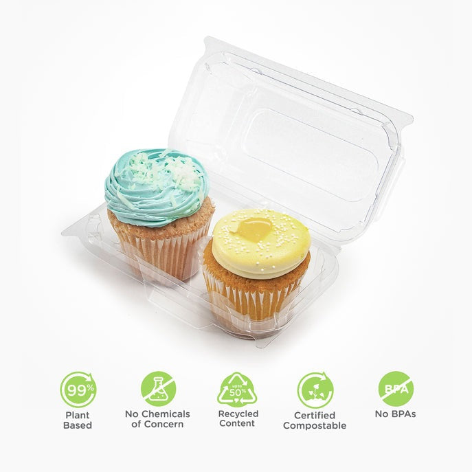 2-pack 3" Classic Cupcake & Muffin Package, Crystal Clear, PLA, 100/Ca ...